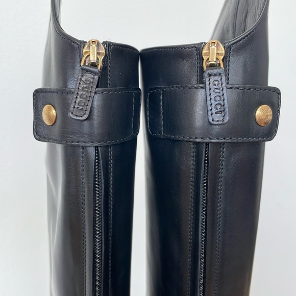 Gucci | Shoes | Gucci Black Leather Runway Ad Campaign Boots 38 | Poshmark